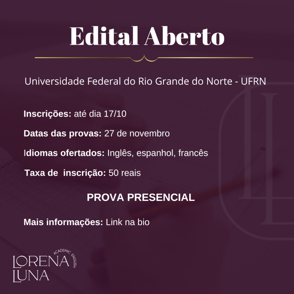 UFRN abre inscrições para proficiência